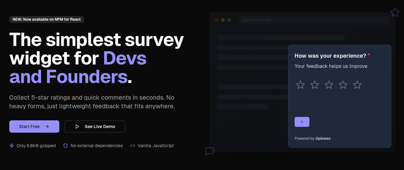 Bubble Plugin - Opineeo Survey Widget for Bubble.io | Opineeo Survey Widget